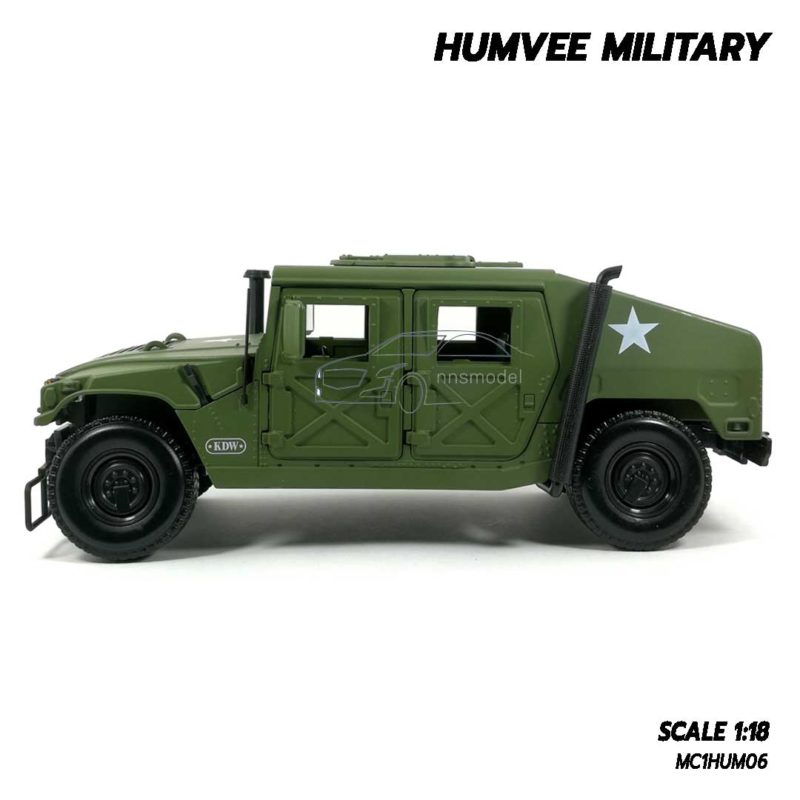 โมเดลรถทหาร HUMVEE MILITARY สีเขียวขี้ม้า (Scale 1:18)