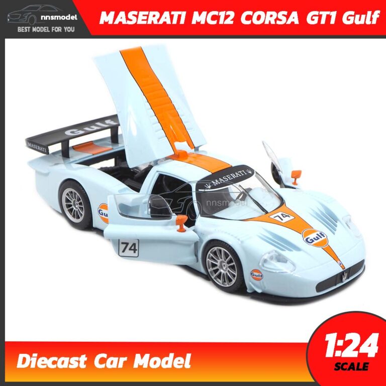 โมเดลรถแข่ง MASERATI MC12 CORSA GT1 Gulf Oil สีฟ้า (Scale 1:24)